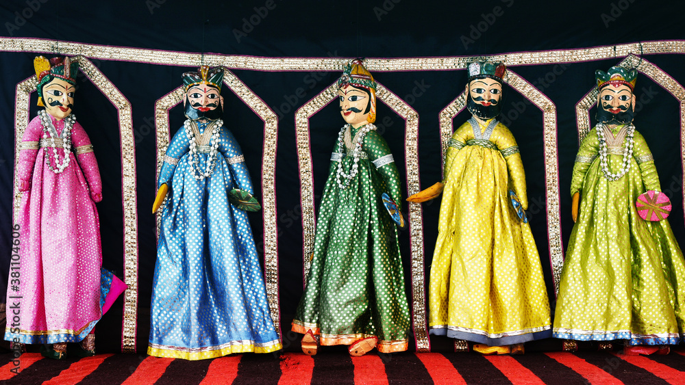 Handmade puppets attached to string, handicraft Jaipur, Kings Rajasthan ...