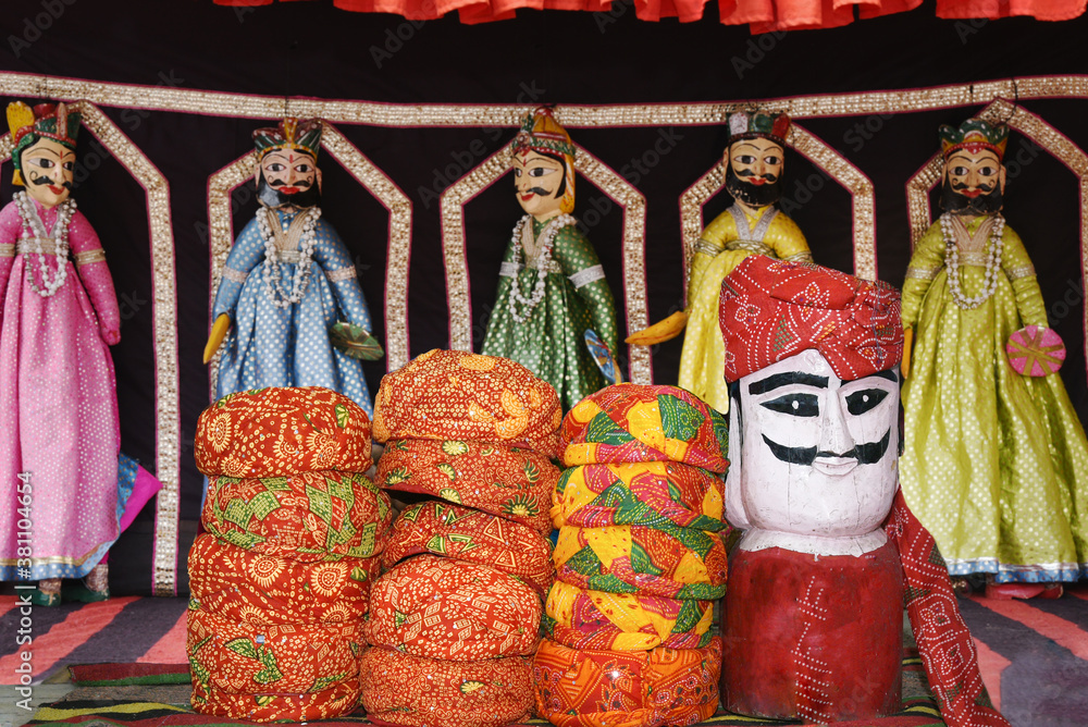 Handmade puppets attached to string, handicraft Jaipur, Kings Rajasthan ...