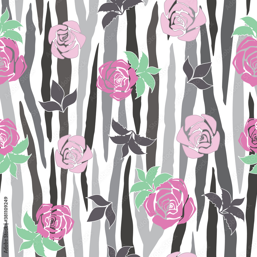 Pink Zebra Print Roses