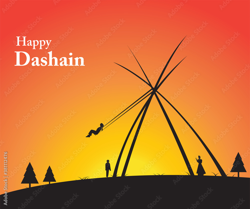 Vector illustration of peoples celebrating Dashain festival by playing ...