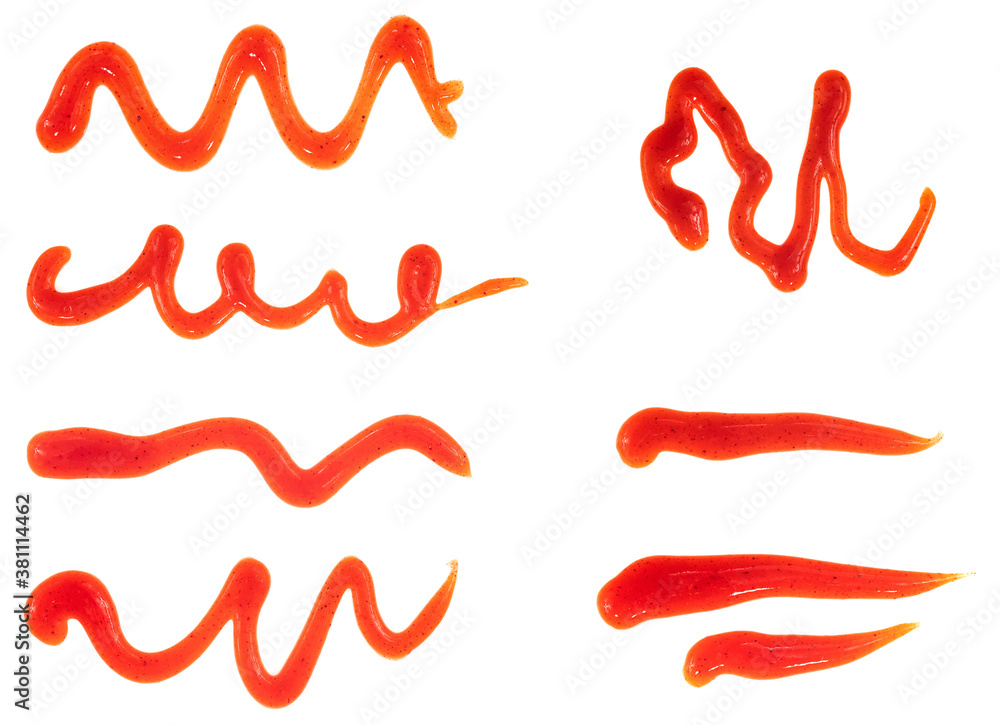 Tomato ketchup sauce isolated on a white background. Spots and stripes ...