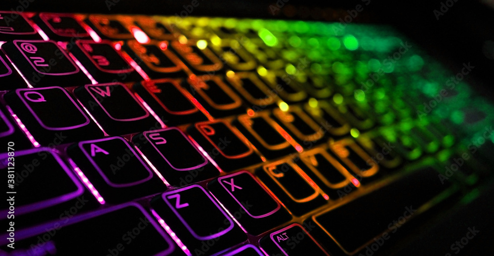 Backlight gaming keyboard with versatile color schemes Stock Photo ...