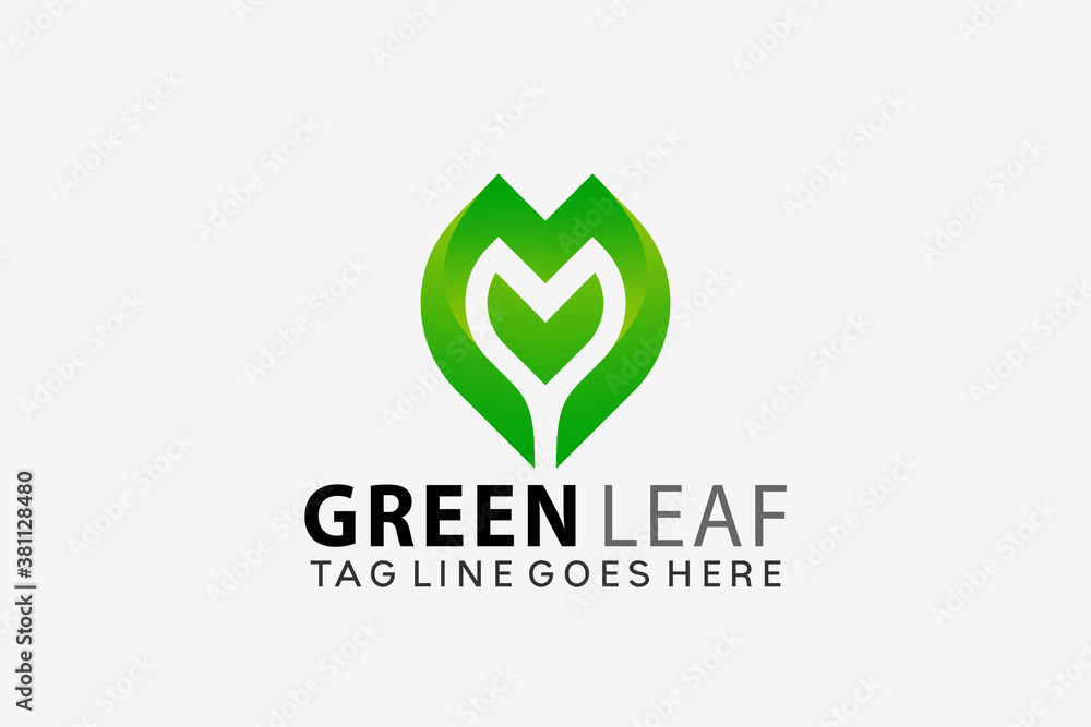 Letter M Nature Green Leaf Logo Design Vector Illustration Stock Vector ...