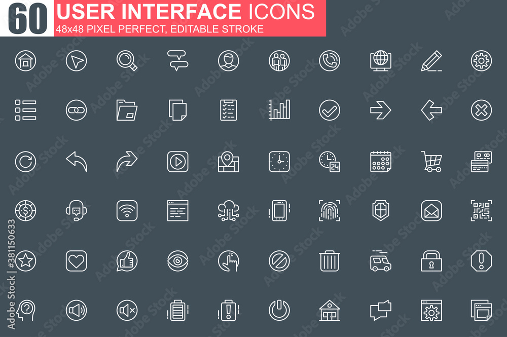 User interface thin line icon set. Organization and management outline pictograms for website ...
