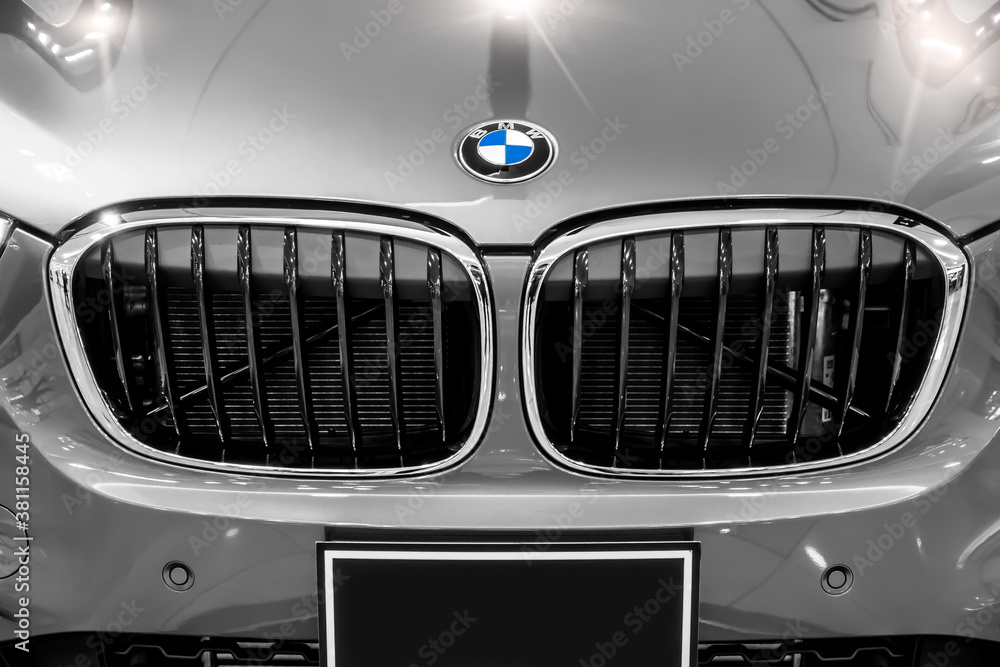 Bangkok, Thailand - September 26, 2020: Closed up of BMW front grille ...