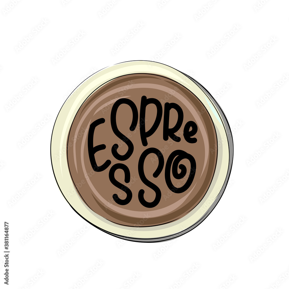 Types of coffee - espresso - hand drawn lettering illustration in a ...