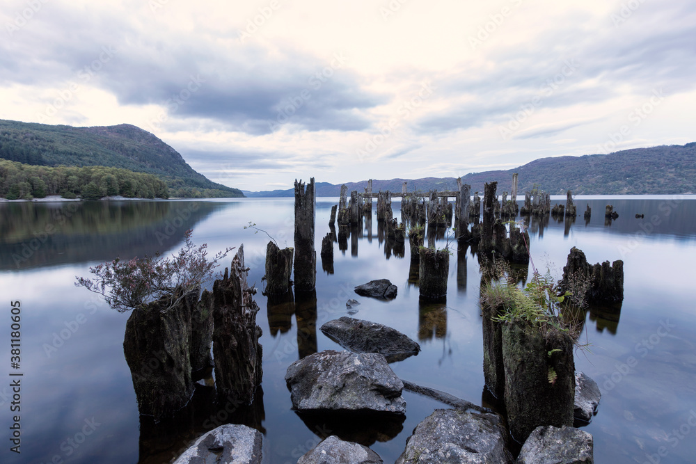 Scenic view over the famous Loch Ness lake where the mythology says ...