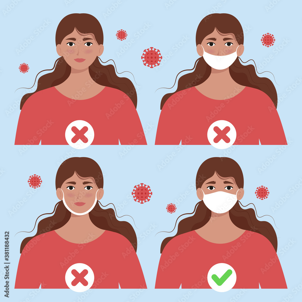 How to properly and correctly wear a mask instructions. Coronavirus ...