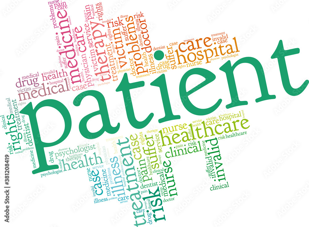 Patient vector illustration word cloud isolated on a white background ...
