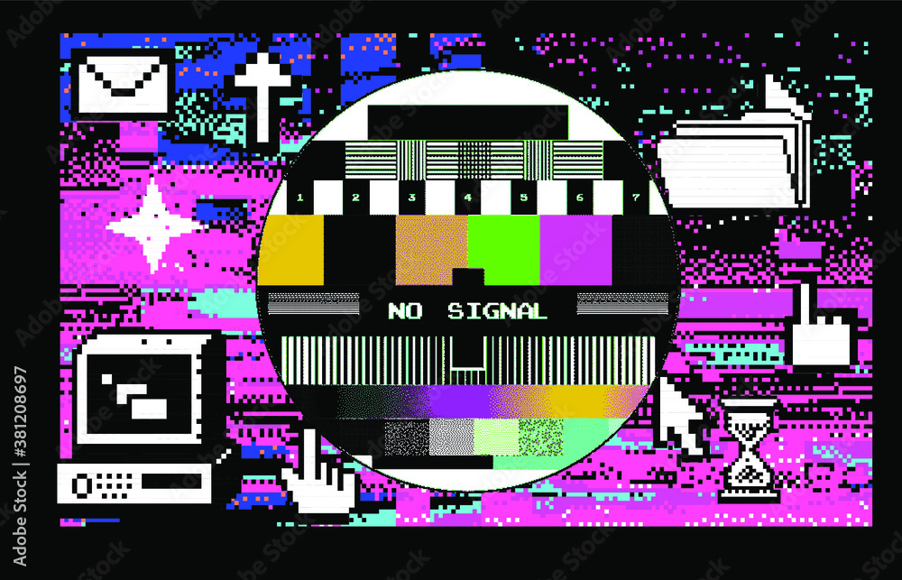 Glitch datamoshing camera effect. Retro VHS background like in old ...