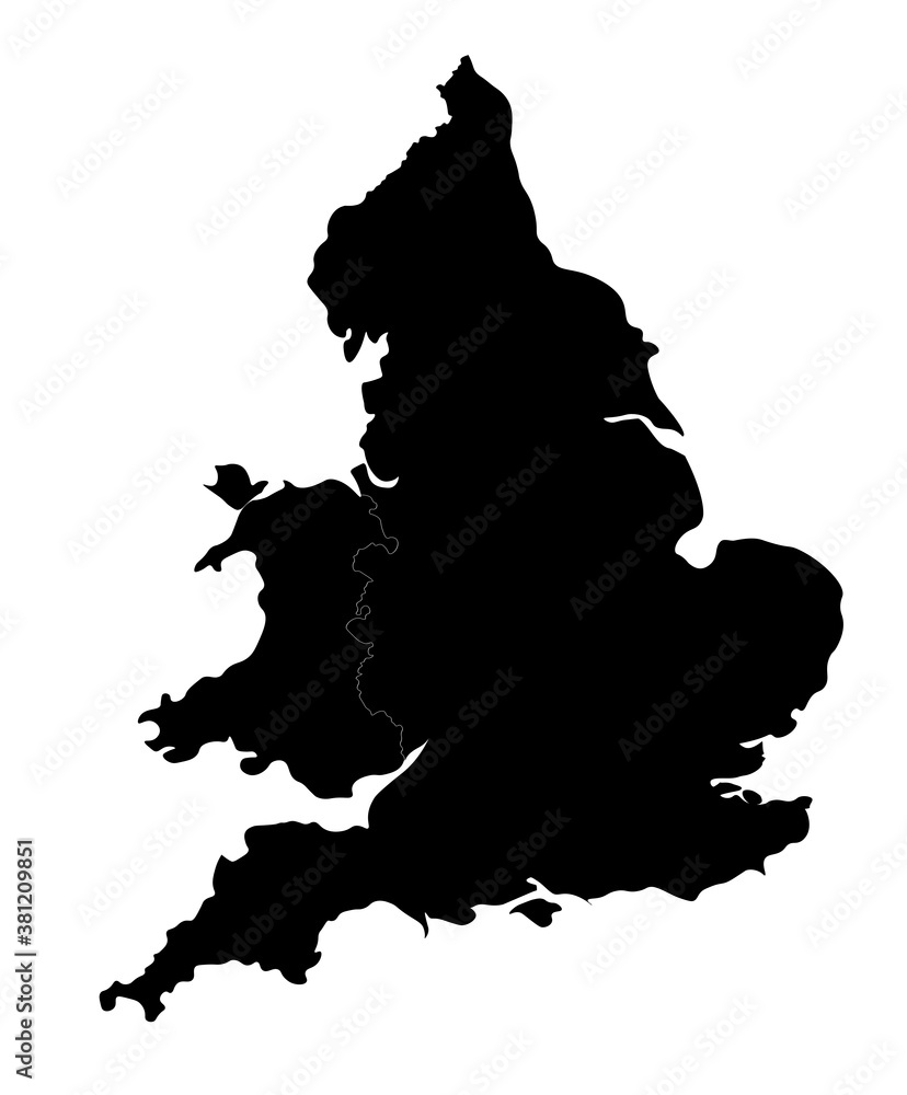England and Wales silhouette. Nicely shaped map with rounded edges for ...