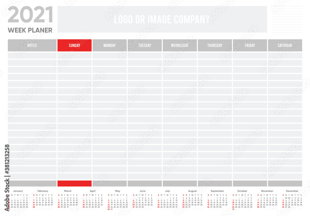 Weekly planner for diary, organiser, notebook with calendar 2021 for ...