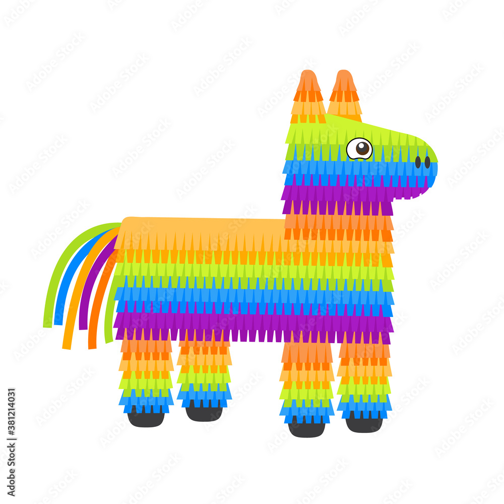 Colorful pinata donkey with sweets for birthday party. Vector ...