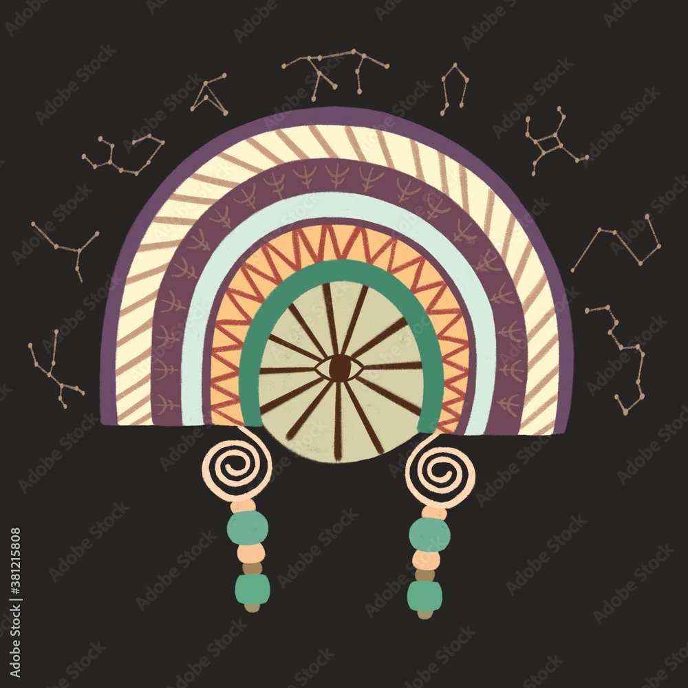 magic rainbow in boho style, astrological symbol, constellations of the ...