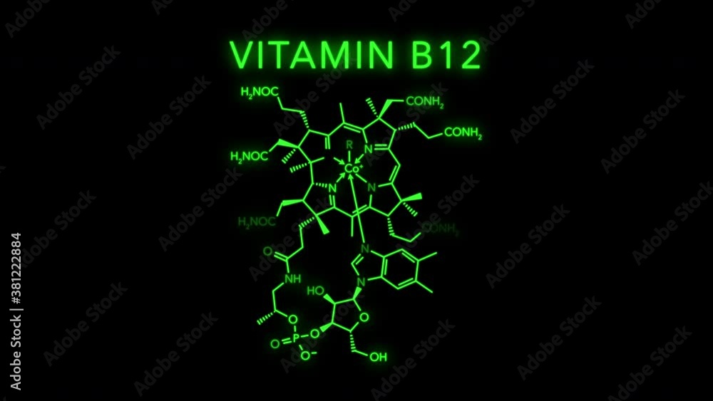 Vitamin B12 also known as cobalamin Molecular Structure Symbol Neon ...