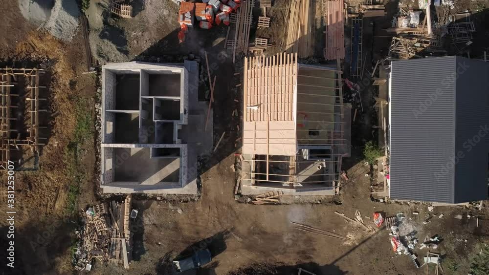 Stockvideo Top down aerial view of construction site. You can see how ...