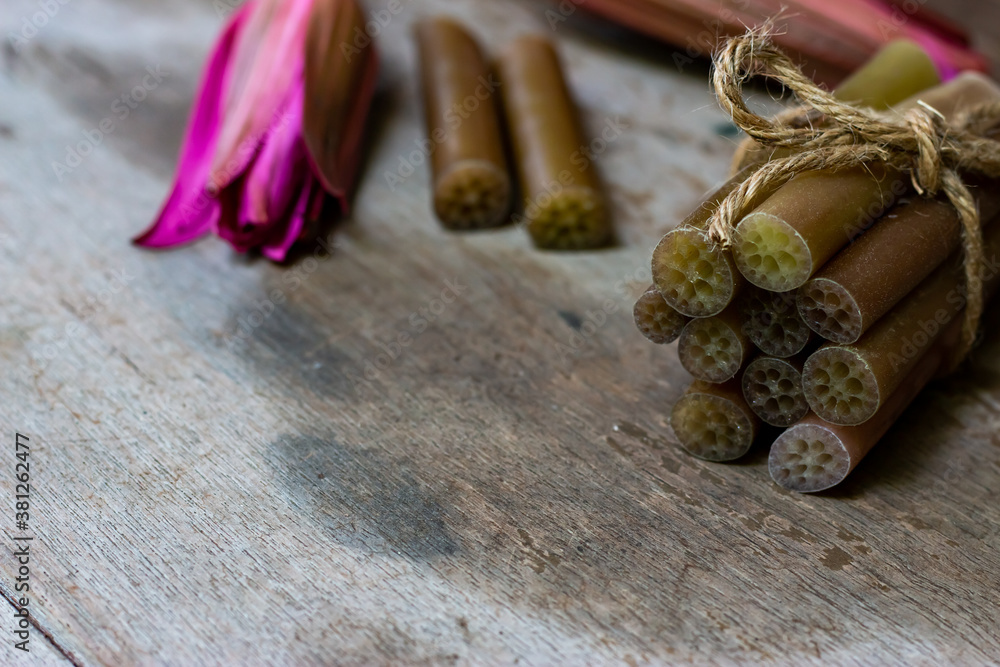 Lotus stem or lotus root. The edible parts of the lotus flower which is ...