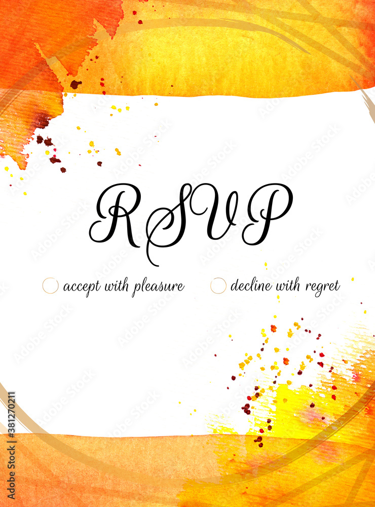 RSVP card for a wedding invitation, a minimalist design with watercolor ...