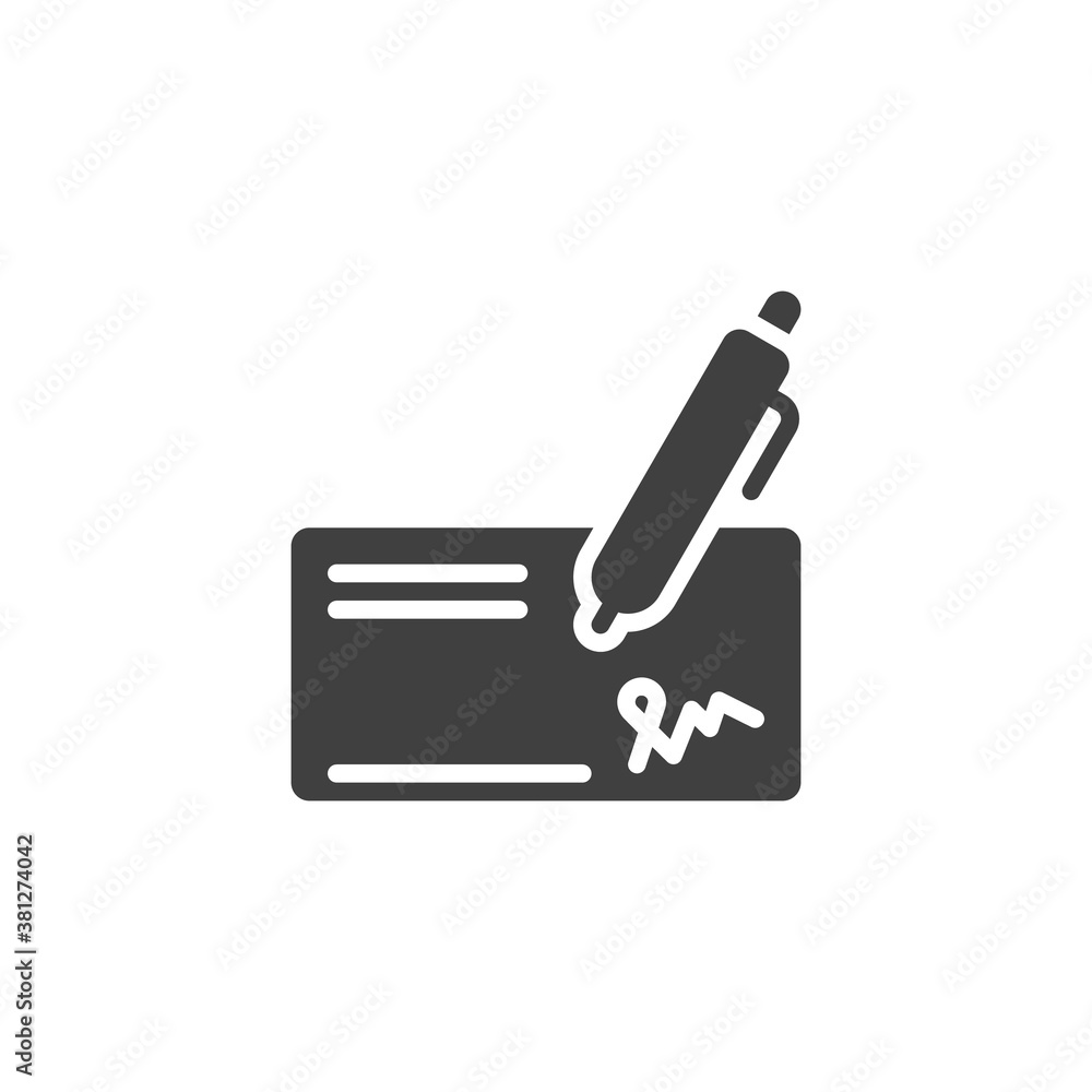 Bank cheque vector icon. filled flat sign for mobile concept and web ...