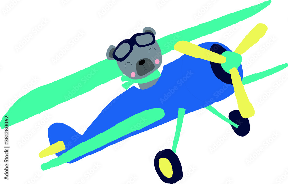 vector illustration of Cartoon Driving Airplane Stock Vector | Adobe Stock