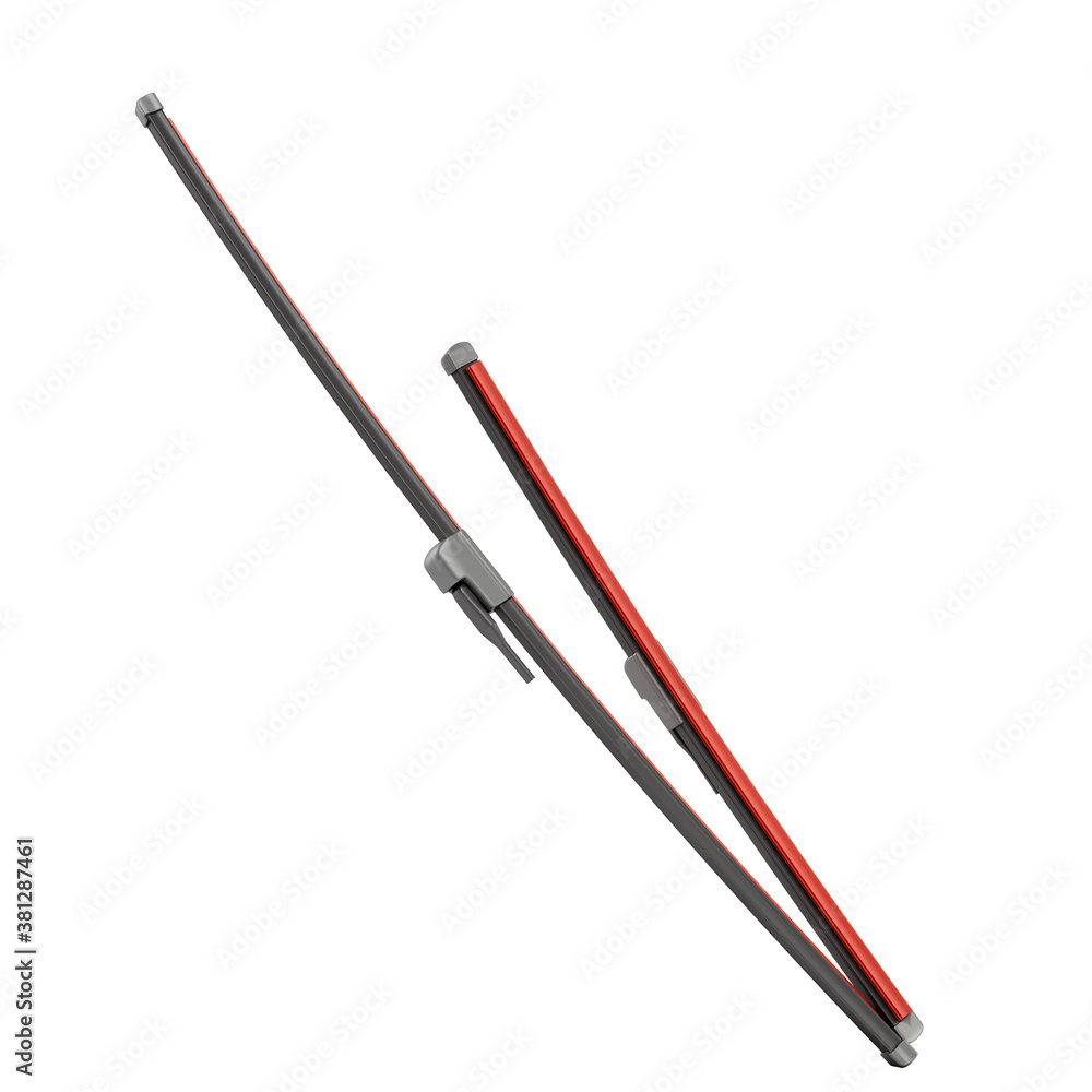 car wipers with red silicone coating 3d render isolate on white no ...