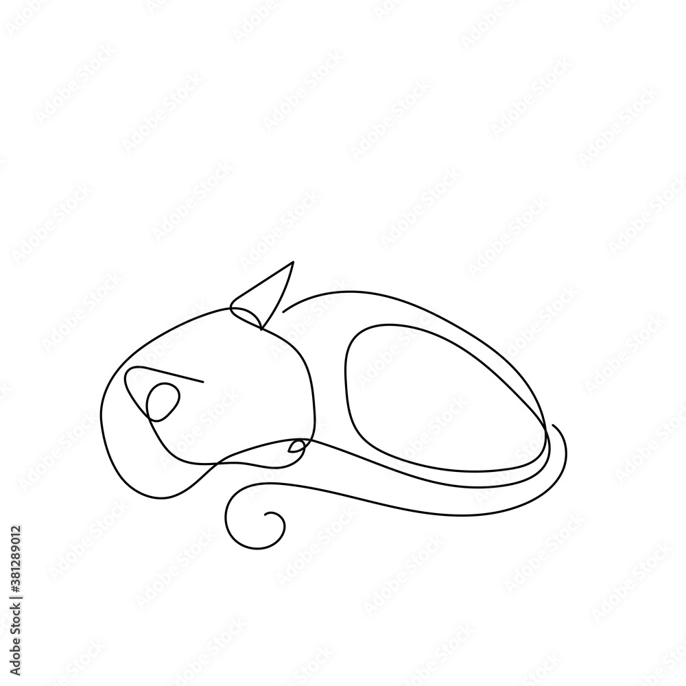 One line drawing sleeping cat. Pet shop design logo. Abstract minimal ...