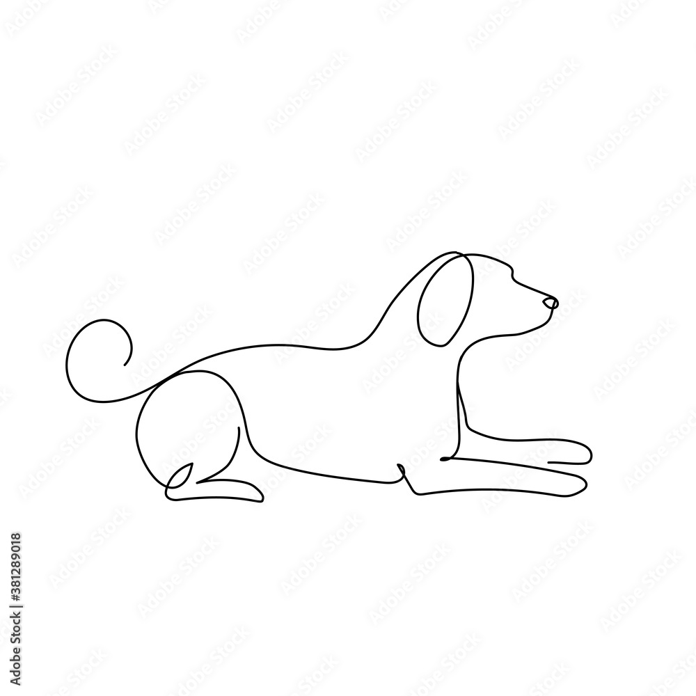 One line drawing Dog. Pet shop logo. Continuous line art. Stock Vector ...