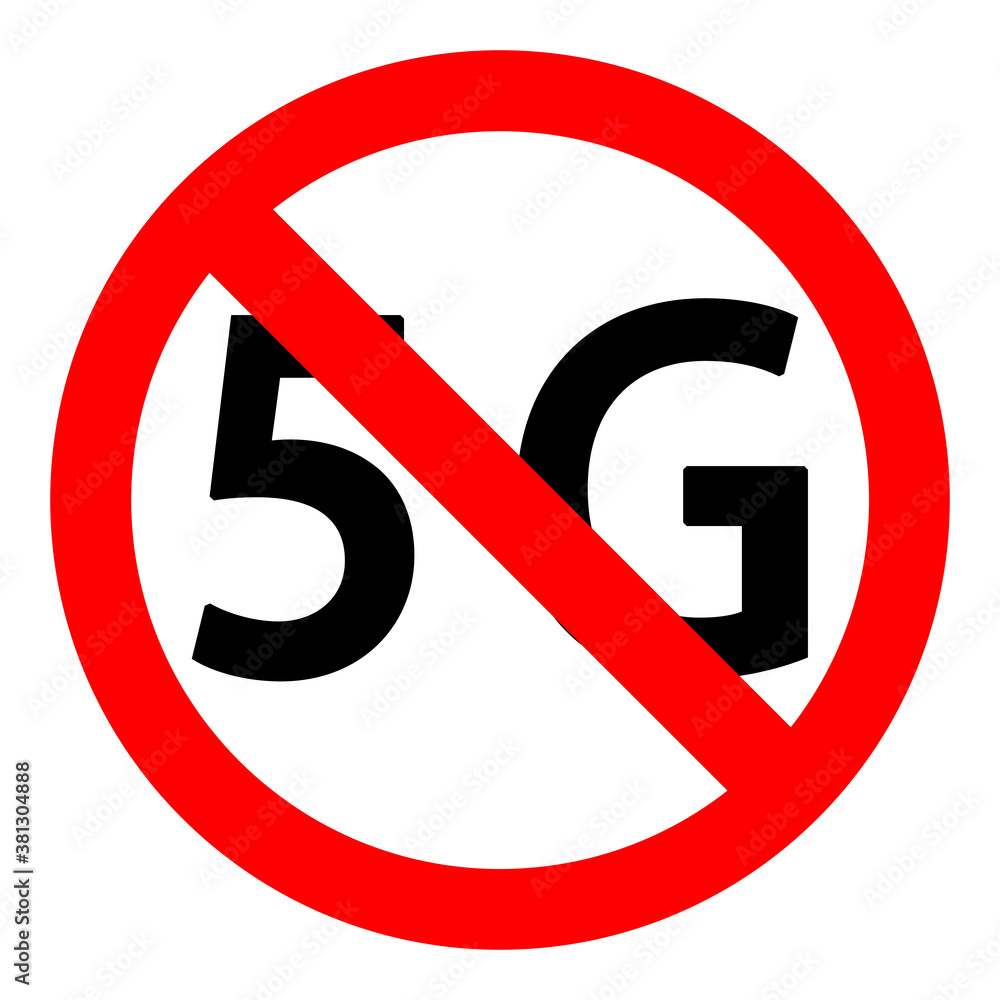 5G road sign. 5G prohibition. Against 5G icon. Stock Illustration ...