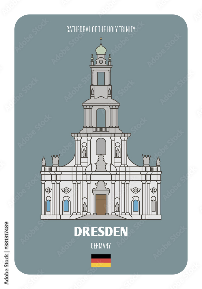 Dresden Cathedral of the Holy Trinity, Germany. Architectural symbols ...