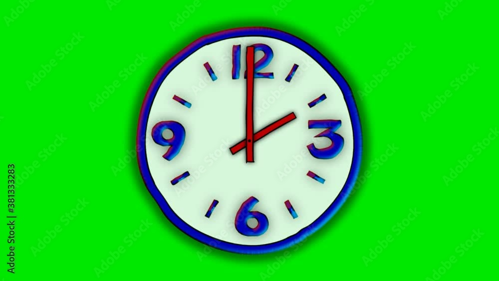 CARTOON CLOCK (30 sec. version) Cartoon animation wall clock.HD 1080.30 ...