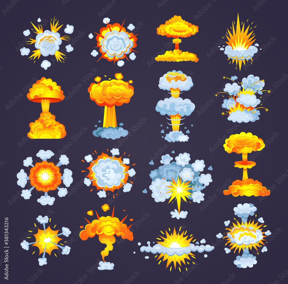 Animation for game of explosion effect. Frame comic animation with ...