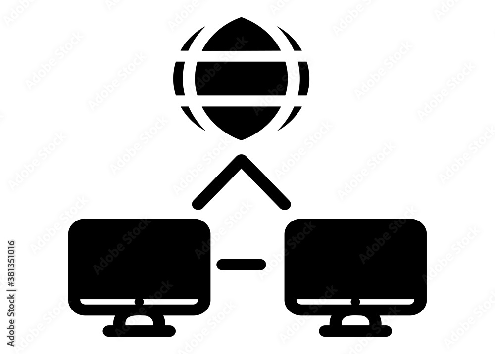 Black Computer network icon isolated on white background. Online gaming ...