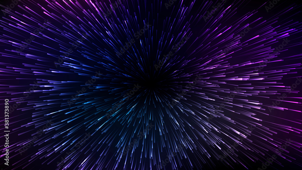 Space travelling with super fast motion effect. Blurred stars light in ...