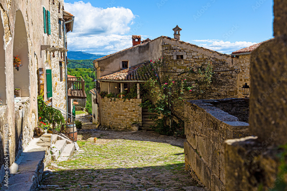 Street scene of the historic town Hum in Croatia during daytime Stock ...