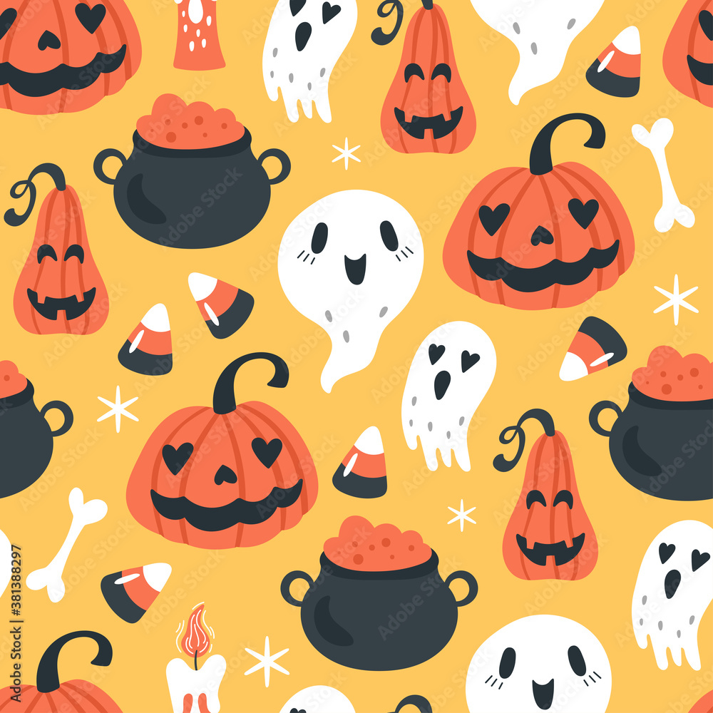 Seamless pattern for Halloween holiday. Childish background for fabric ...