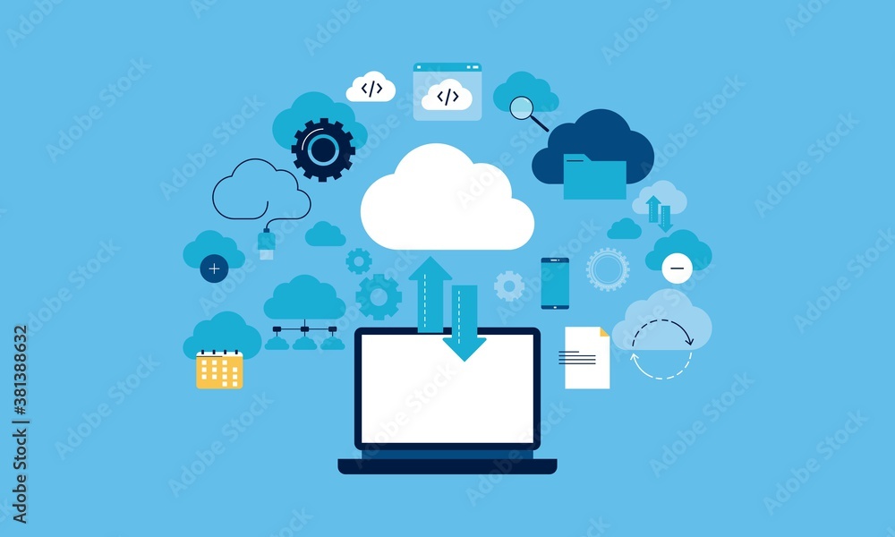 Business cloud computing technology concept. Modern vector illustration for web design ...