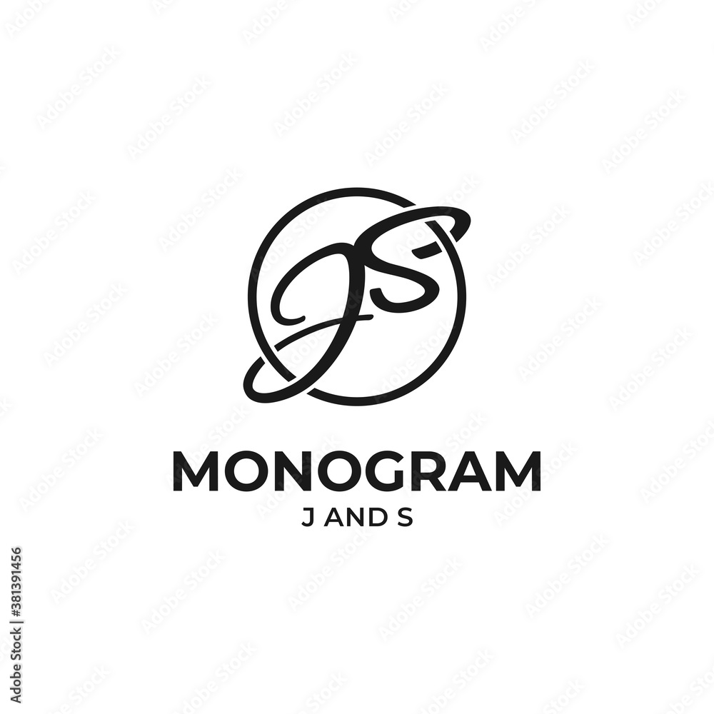 Initials Letter JS SJ Script Signature Vintage Hand Drawn Hand Writing ...