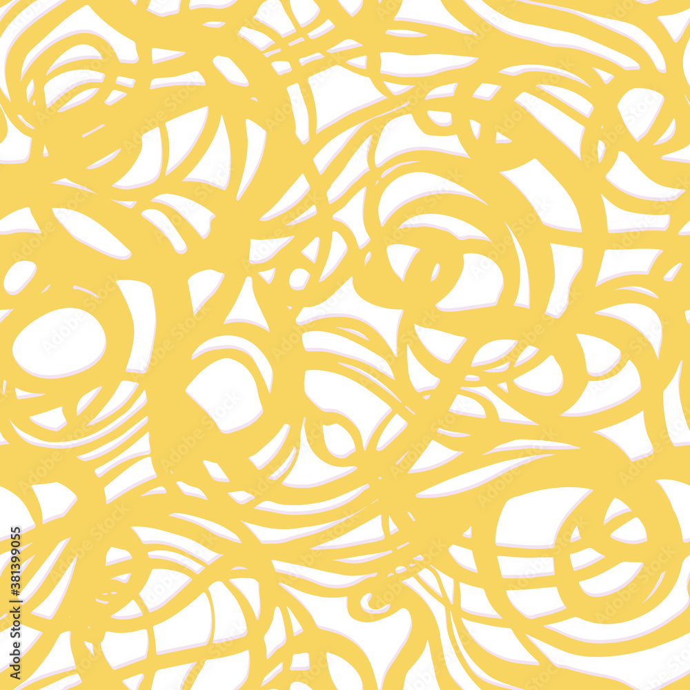 Abstract delicious noodle food pattern, doodle brush pen swirly line ...