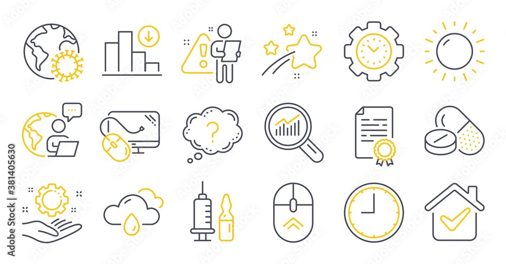 Set of Science icons, such as Medical vaccination, Swipe up, Time ...