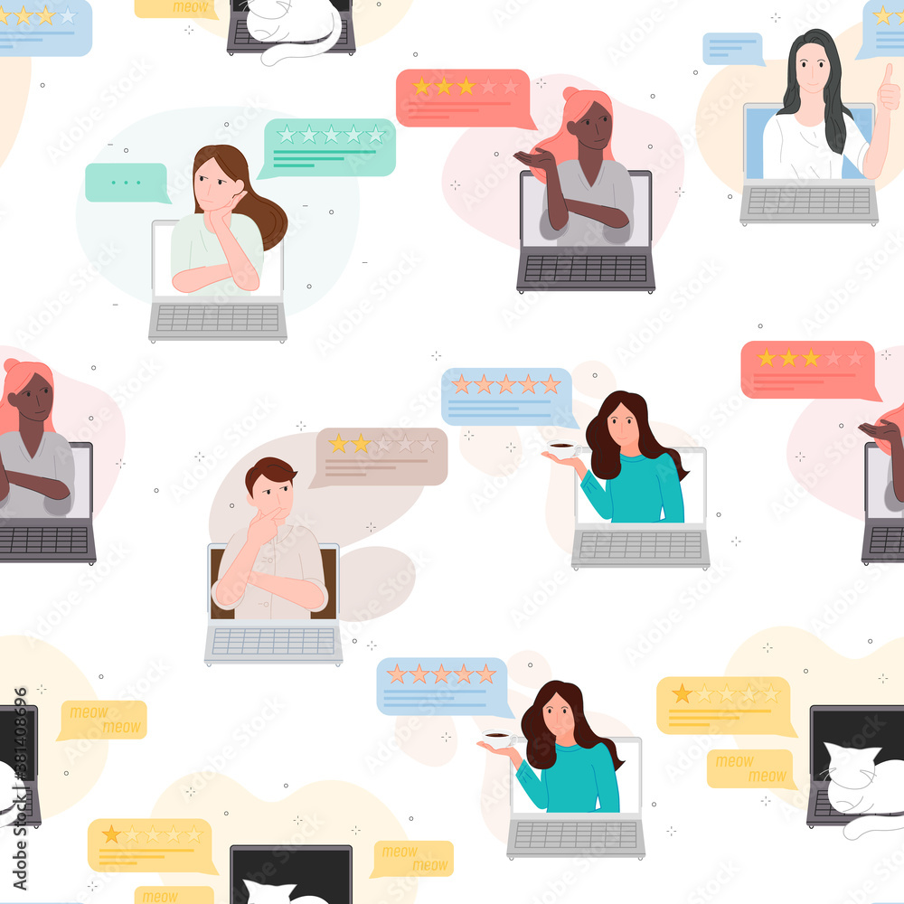 Feedback speech bubble pattern with different persons vector ...