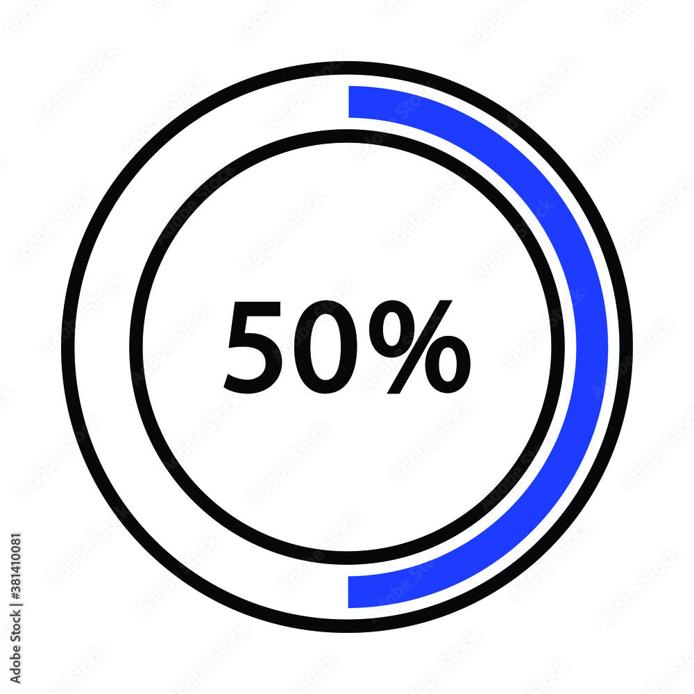 Progress bar and loading icons 50 percent Stock Vector | Adobe Stock