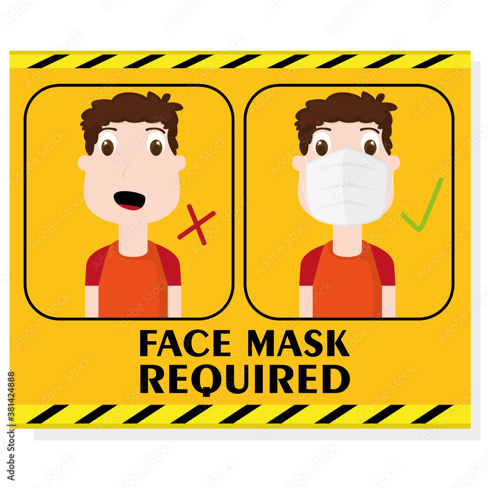 Face mask required poster. Covid-19 prevention - Vector Stock Vector ...