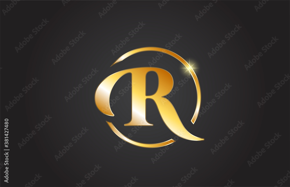 golden R alphabet letter logo icon in yellow and black color. Simple ...