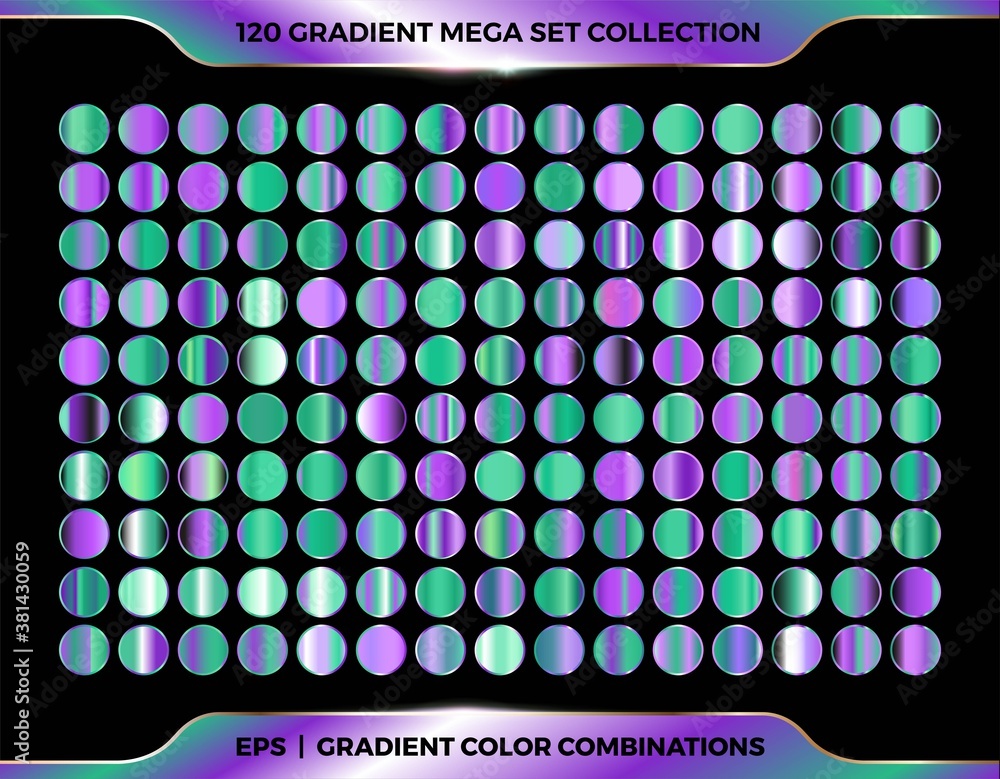 Trendy colorful gradient shiny purple and green color combination mega ...