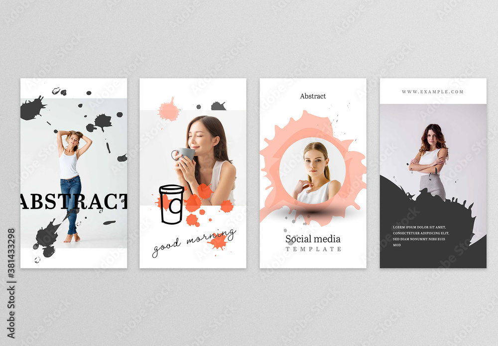 Abstract Ink Social Story Layouts Stock Template | Adobe Stock