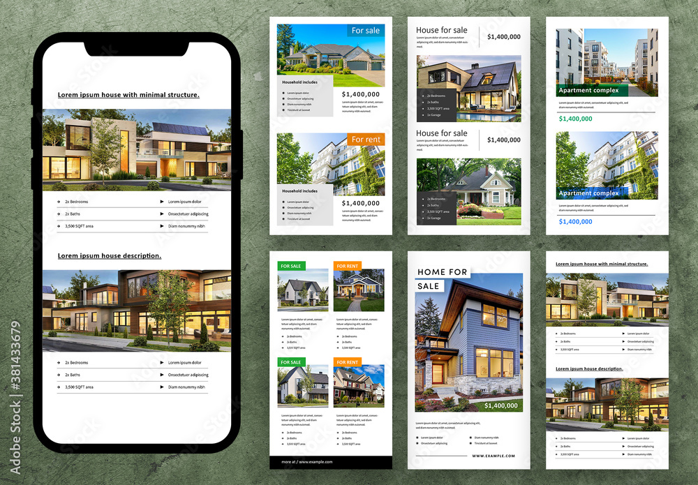 Real Estate Social Media Story Layouts Stock Template | Adobe Stock