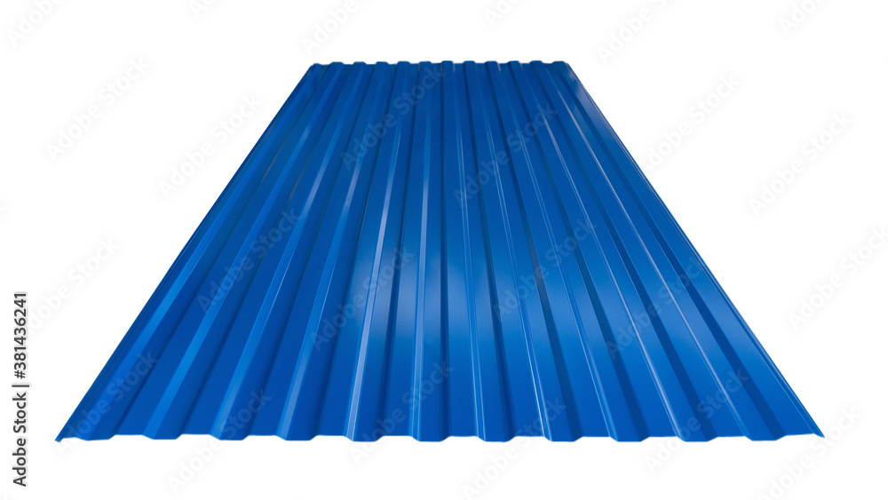 Roof wave ripple profile metal sheet colored wooden texture isolated on ...