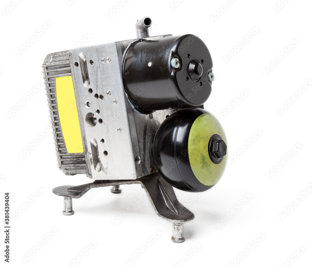 A hydraulic unit with a cooling radiator made of tubes Stock Photo ...