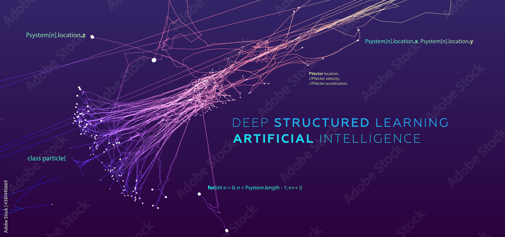 Vetor de Quantum computing, deep learning artificial intelligence, signal cryptography ...