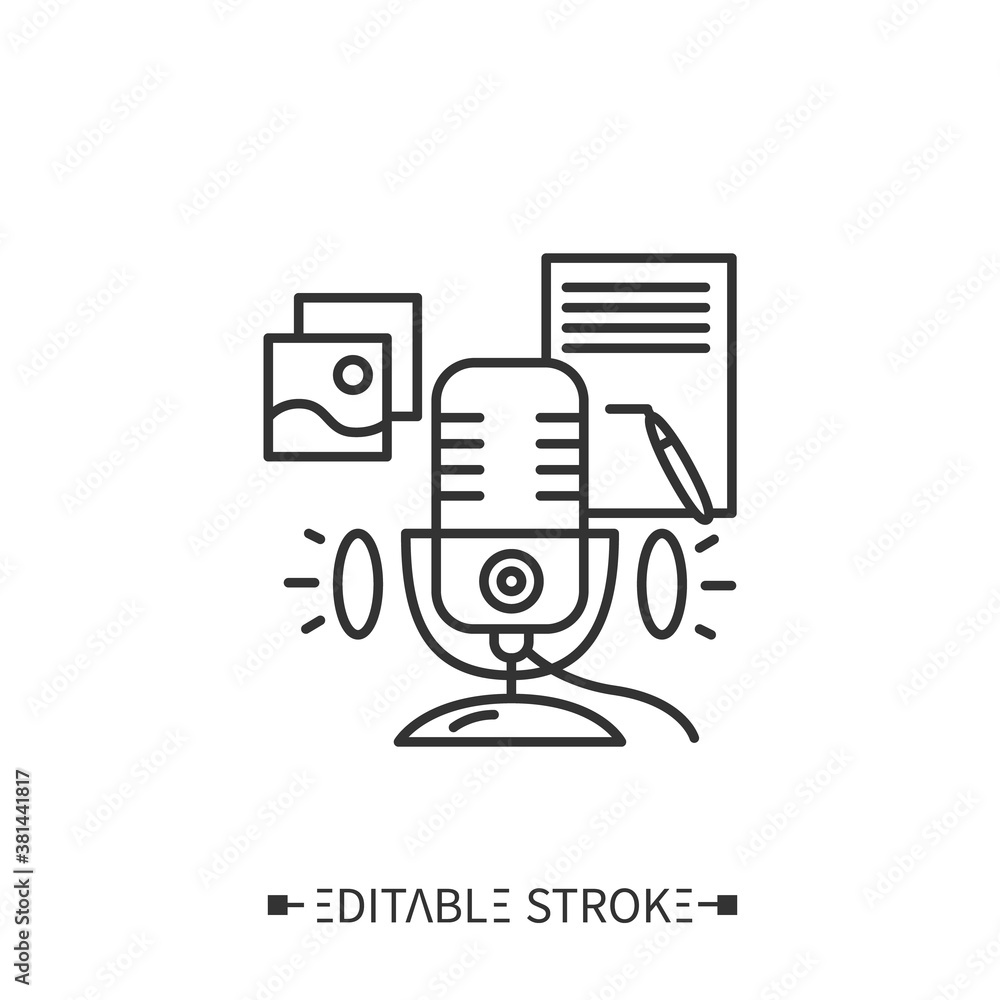 Podcast script line icon. Show plan, shownotes, time codes, links and ...